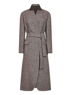 Brunello Cucinelli Long Sleeved Belted Coat - Brown