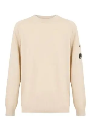 C.P. COMPANY Crewneck Lens Jumper - Beige