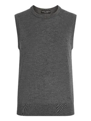 Dolce & Gabbana Ribbed Knit Sleeveless Vest - Black