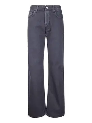 HAIKURE Logo Patch Wide-leg Jeans - Black