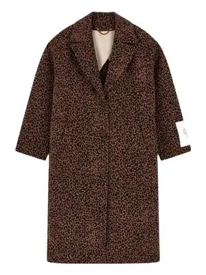 GOLDEN GOOSE Leopard Jacquard Wool Coat - Brown
