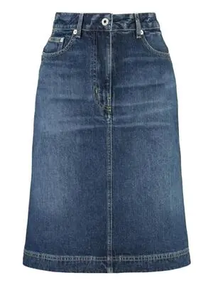 KENZO Kenzo Logo Patch Midi Denim Skirt
