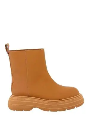 Gia Couture Round Toe Lug Sole Boots - Brown