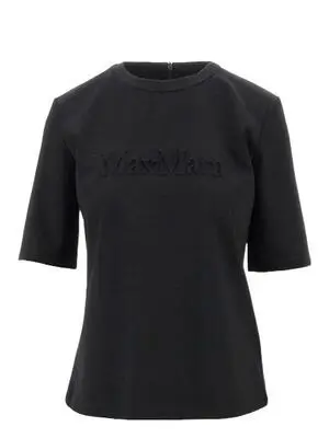 Max Mara Crewneck T-shirt With Zip Detail - Black