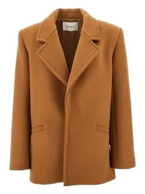 Saint Laurent Long-sleeved Casual Jacket With Lapel And Pocket Design - Light Brown
