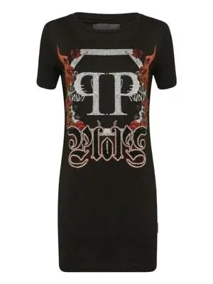 Philipp Plein Logo Embellished T-shirt Dress - Black