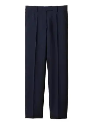 Miu Miu Tailored Straight-leg Pants With Embroidered Logo - Navy Blue