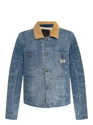 R13 Corduroy-collared Denim Jacket - Gray