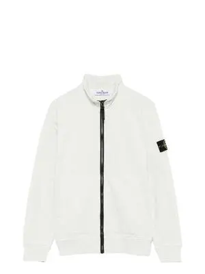 Stone Island Zip-up High Collar Sweatshirt - White