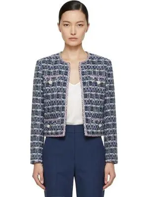 Marissa Chiara Textured Long Sleeve Jacket - Blue