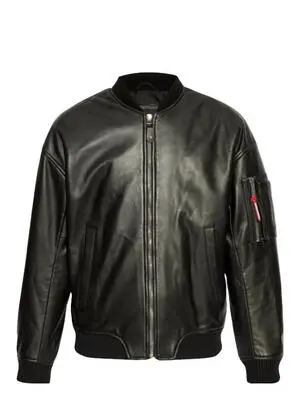 Dsquared2 Zip-up Leather Bomber Jacket - Black