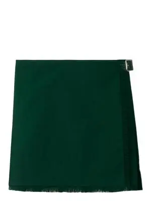 Burberry Burberry Pleated Frayed-Edge Mini Skirt Green
