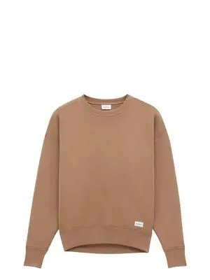 Saint Laurent Crewneck Long-sleeved Sweatshirt With Logo Embellishment - Caramel