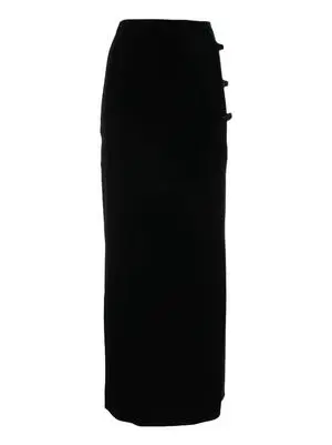 GANNI Velvet Maxi Skirt With Bow Embellishment - Black