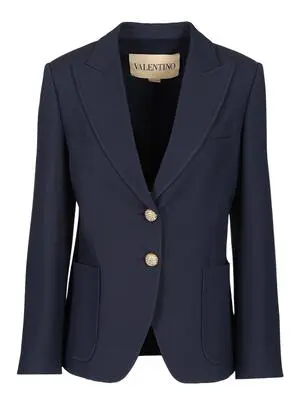 Valentino Garavani Valentino Single-Breasted Blazer With Patch Pockets Black