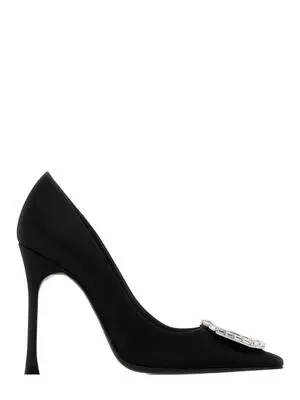 Amina Muaddi Pointed Toe Embellished High Heel Pumps - Black