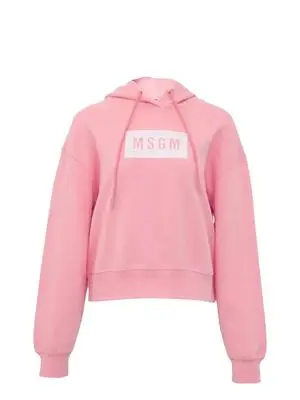 MSGM Logo Printed Hooded Sweater - Pink