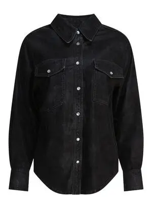 ISABEL MARANT ÉTOILE Isabel Marant Etoile Leather-Texture Flap-Pocket Shirt