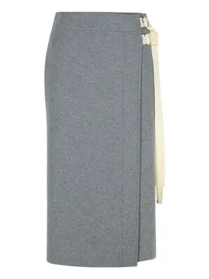 JIL SANDER Wrap Designed A-line Midi Skirt - Grey