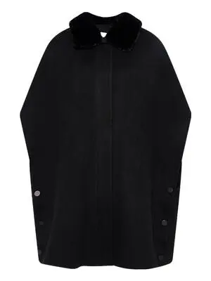 YVES SALOMON Cashmere-blend Cape With Removable Mink Fur Collar - Black