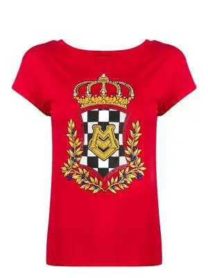 Moschino Badge Printed T-shirt - Red