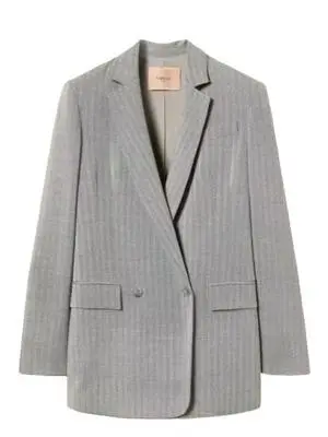 TWINSET Double-breasted Pinstriped Blazer - Gray
