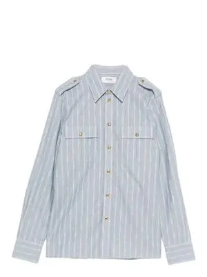 Celine Striped Long-sleeve Shirt - Gray