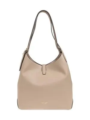 Kate Spade New York Deco Shoulder Bag With Adjustable Handle And Logo Detail - Beige