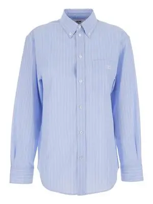 CELINE Celine Relaxed Fit Striped Cotton Poplin Shirt