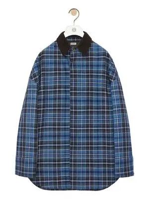 Loewe Wool Blend Plaid Jacquard Overshirt - Blue