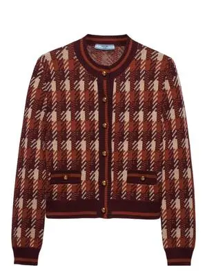 PRADA Prada Wool Cardigan With Houndstooth Pattern