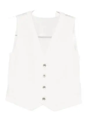 Sacai Sleeveless V-neck Buttoned Jacket - White