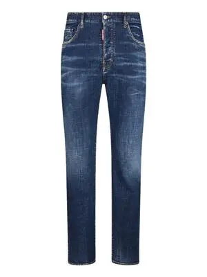 Dsquared2 Logo Patch Straight-leg Jeans - Blue