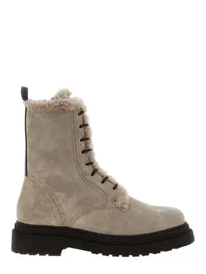 BRUNELLO CUCINELLI Brunello Cucinelli Shearling Lace-Up Boots
