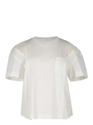 SACAI Sacai Poplin Jersey T-Shirt With Round Neck And Short Sleeves