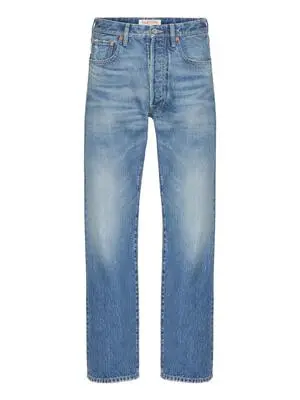 Valentino Garavani Logo Patch Straight Leg Jeans - Dark Denim