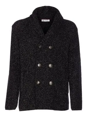 Brunello Cucinelli Long-sleeved Double-breasted Cardigan - Black