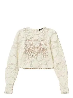 TWINSET Crochet Lace Sweater - White