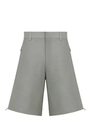 Dior Gusseted Shorts With Logo Patch - Gray