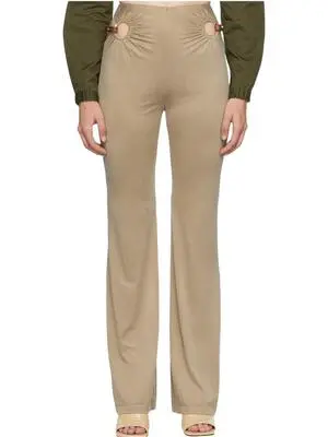 DION LEE Khaki Cut-out Flared Trousers - Nude
