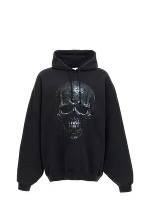 Vetements Oversized Skull Printed Hoodie - Black