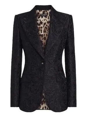 Dolce & Gabbana Floral Jacquard Single-breasted Blazer - Black