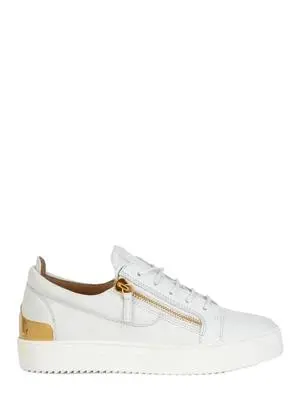 GIUSEPPE ZANOTTI Leather Logo Detail Lace-up Sneakers - White