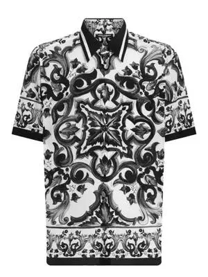 Dolce & Gabbana Graphic-print Silk Shirt - Black