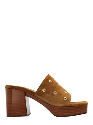 GIANVITO ROSSI Studded Platform Mules - Brown