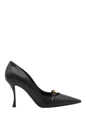 Dolce & Gabbana 90mm Leather Pointed-toe Pumps With Dg Logo - Black
