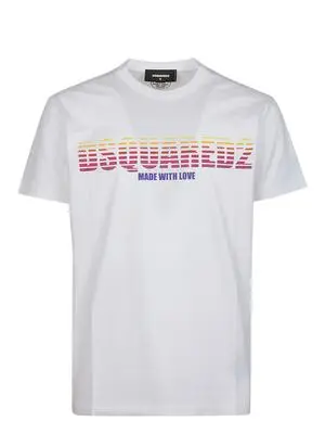 Dsquared2 Ombré-logo Printed Crewneck T-shirt - White