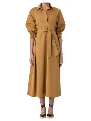 Max Mara Mirto Belted Midi Dress - Camel
