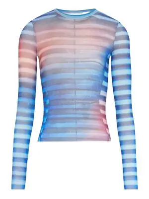 JEAN PAUL GAULTIER Jean Paul Gaultier Striped Sheer Long Sleeve Top