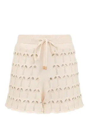 Zimmermann Rhiannon Pointelle Knit Shorts - Cream